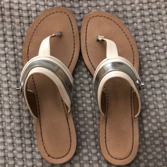 Coach | Shoes | Coach Ivory And Silver Sandals | Poshmark